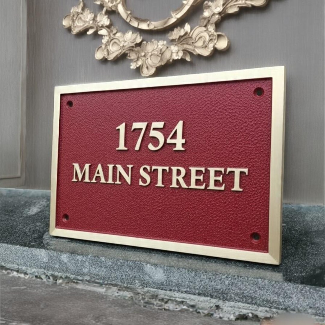 Personalized Brass Address Plaque — Custom House Number Sign | Polished ...