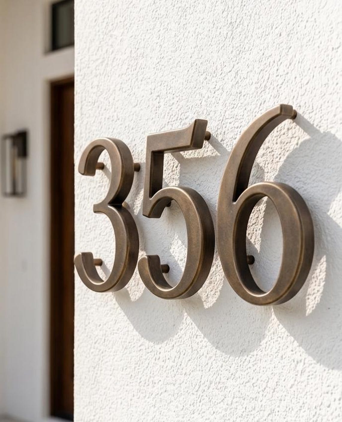 Solid Brass Floating House Numbers: Modern Address Sign, Vertical ...