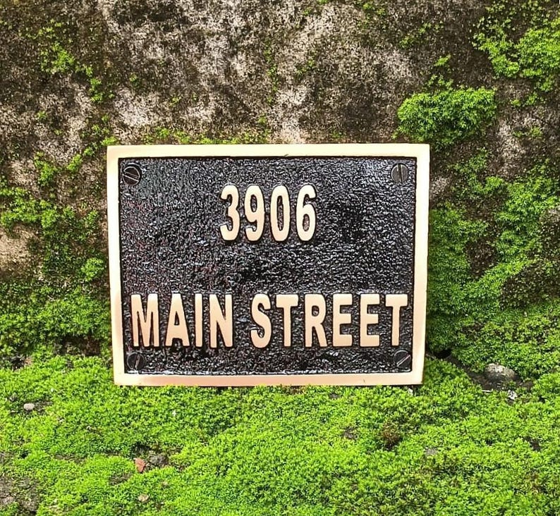 Custom Cast Brass Black Background Outdoor Sign Plaque | Customized ...