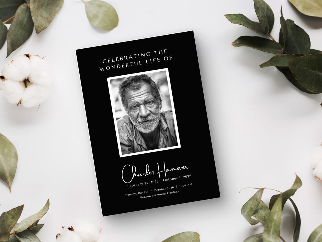 Minimalist Black Funeral Program Template: Celebration of Life ...