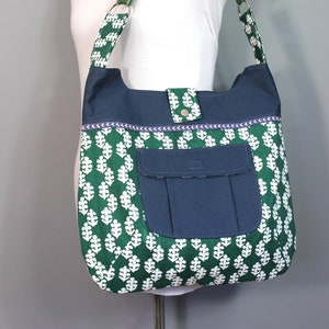 Upcycled Green and White Patterned Large Shoulder Bag - Etsy