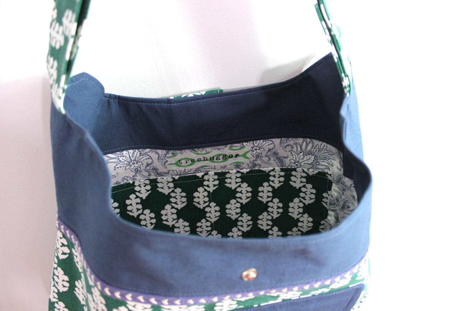 Upcycled Green and White Patterned Large Shoulder Bag - Etsy