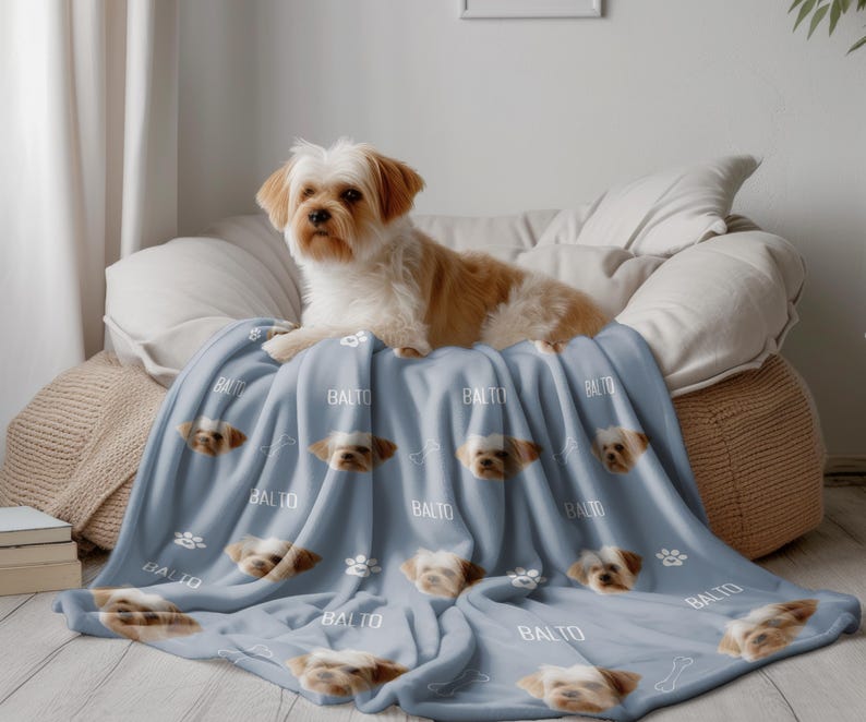 Personalized Pet Photo & Name Blanket, Custom Dog Portrait Throw, Gift ...