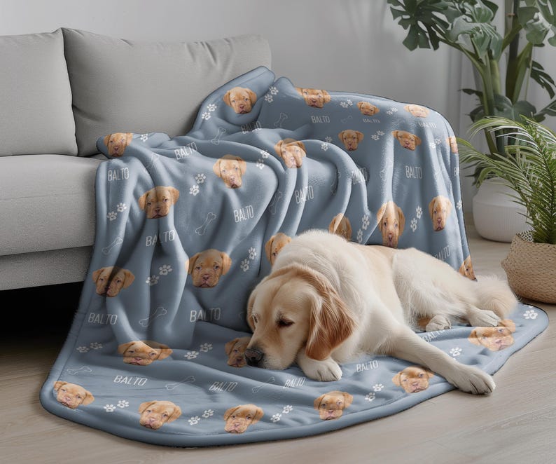 Personalized Pet Photo & Name Blanket, Custom Dog Portrait Throw, Gift ...