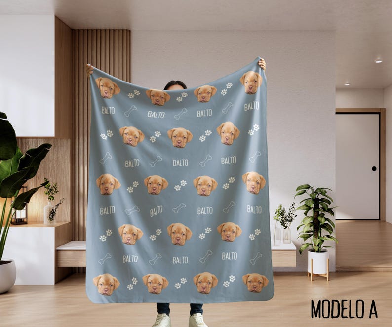 Personalized Pet Photo & Name Blanket, Custom Dog Portrait Throw, Gift ...
