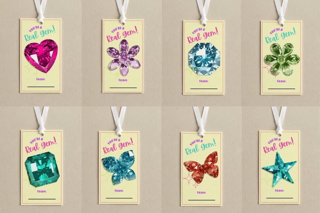 You're a Real Gem Printable Valentine's Day Cards and Gift Tags ...
