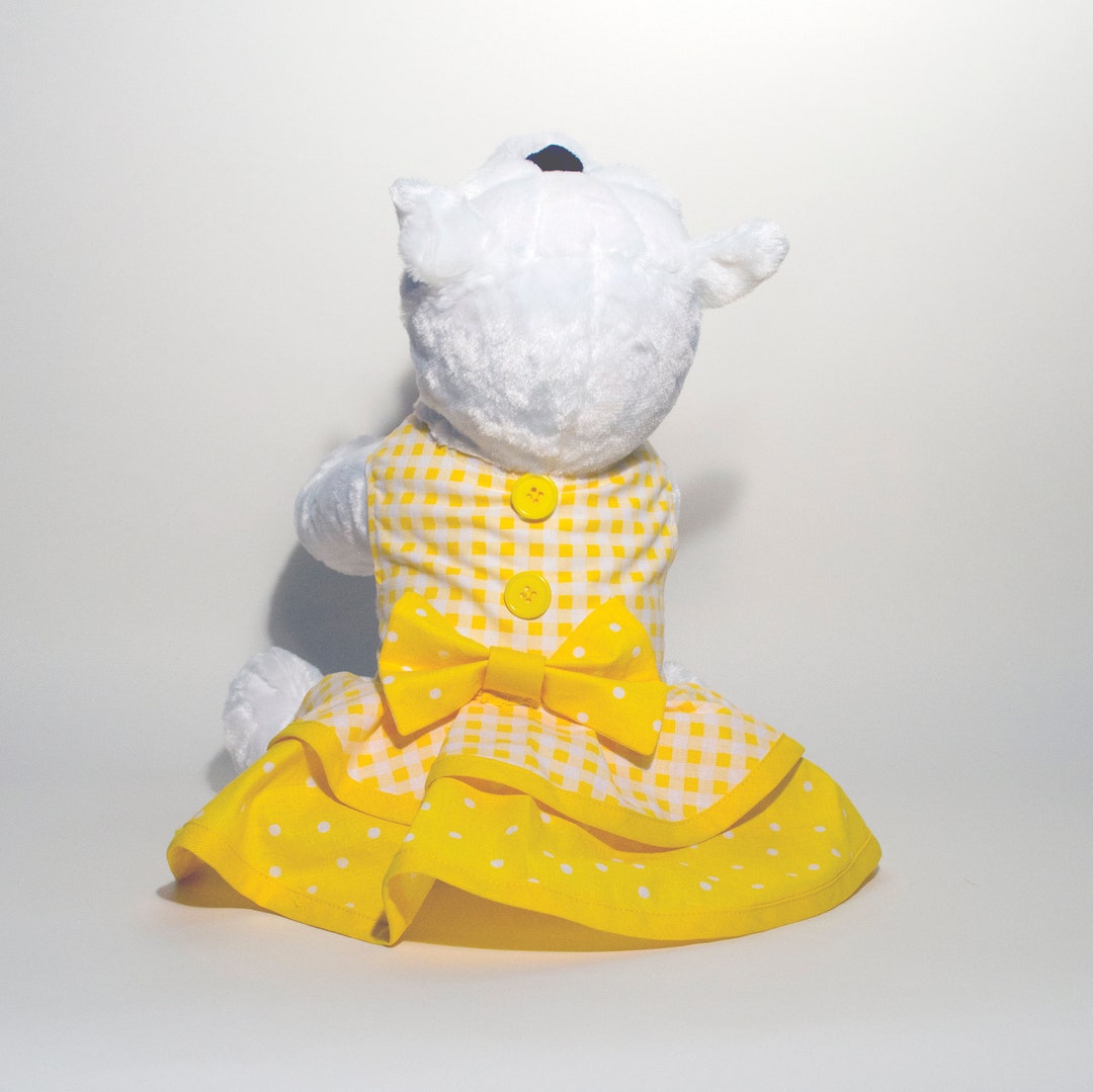 Yellow Gingham and Polka Dot Dog Dress. Standard Size and Made to Order ...