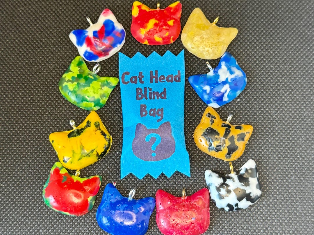 Recycled Plastic Cat Head Keychain: Surprise Upcycled Charm, Japan Cat ...