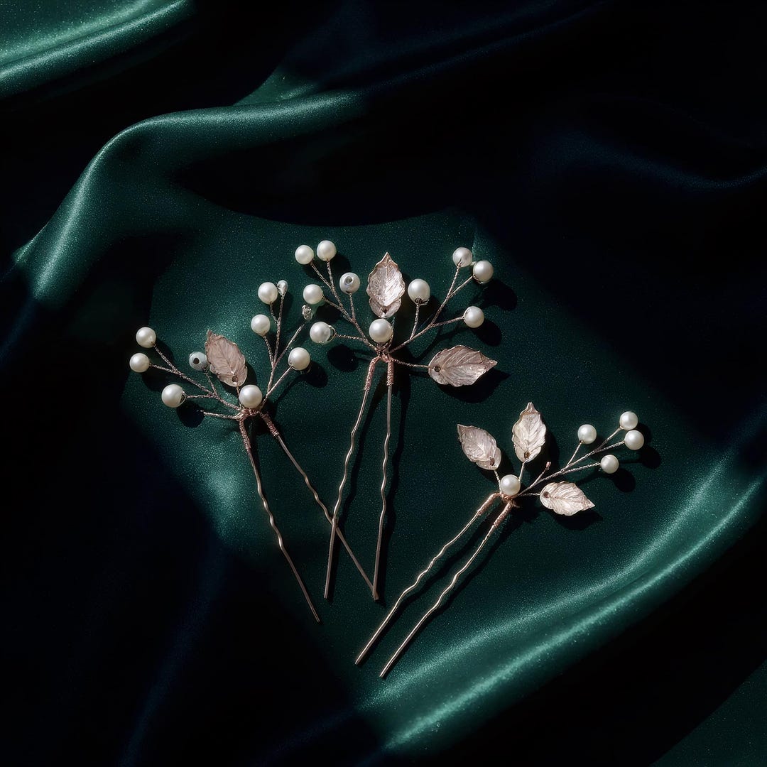 Custom Bridal Hair Pins Set – Choose Your Style Color | Pearl & Crystal ...