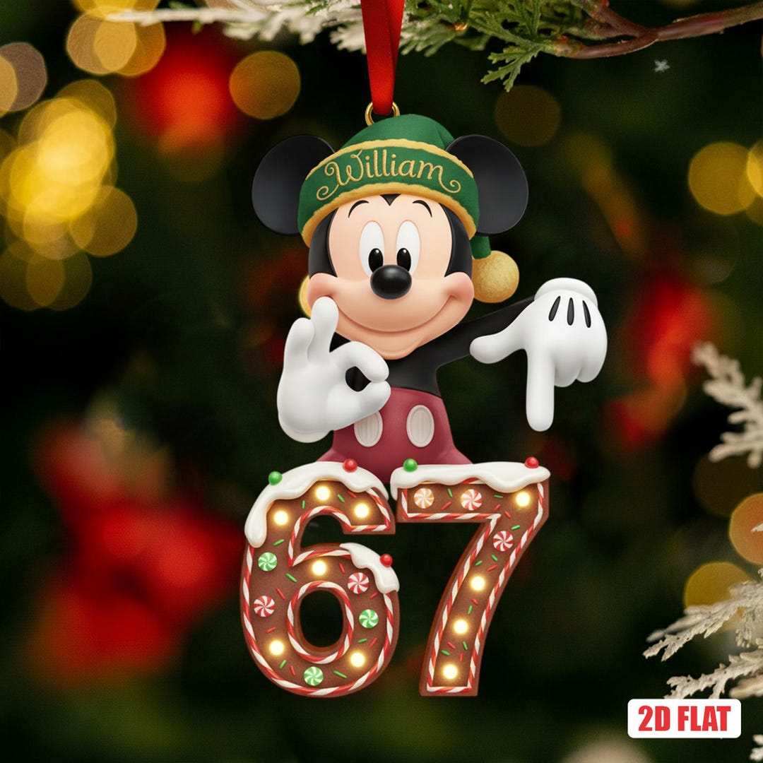 Custom Mickey Mouse Six Seven Ornament, Personalized Viral 6 7 Meme ...