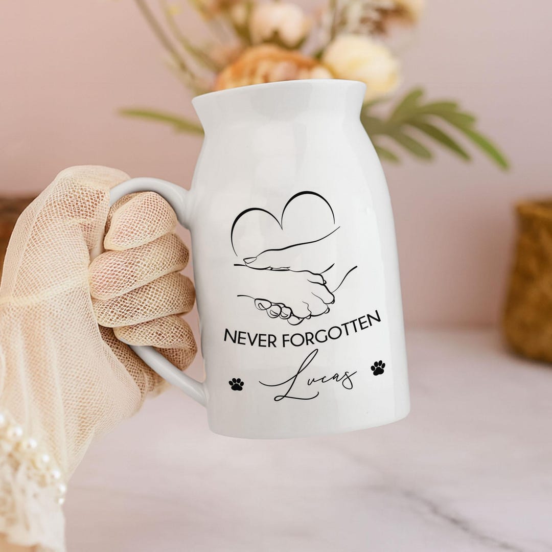 Personalised Never Forgotten Pet Flower Vase, Pet Memorial Gift ...
