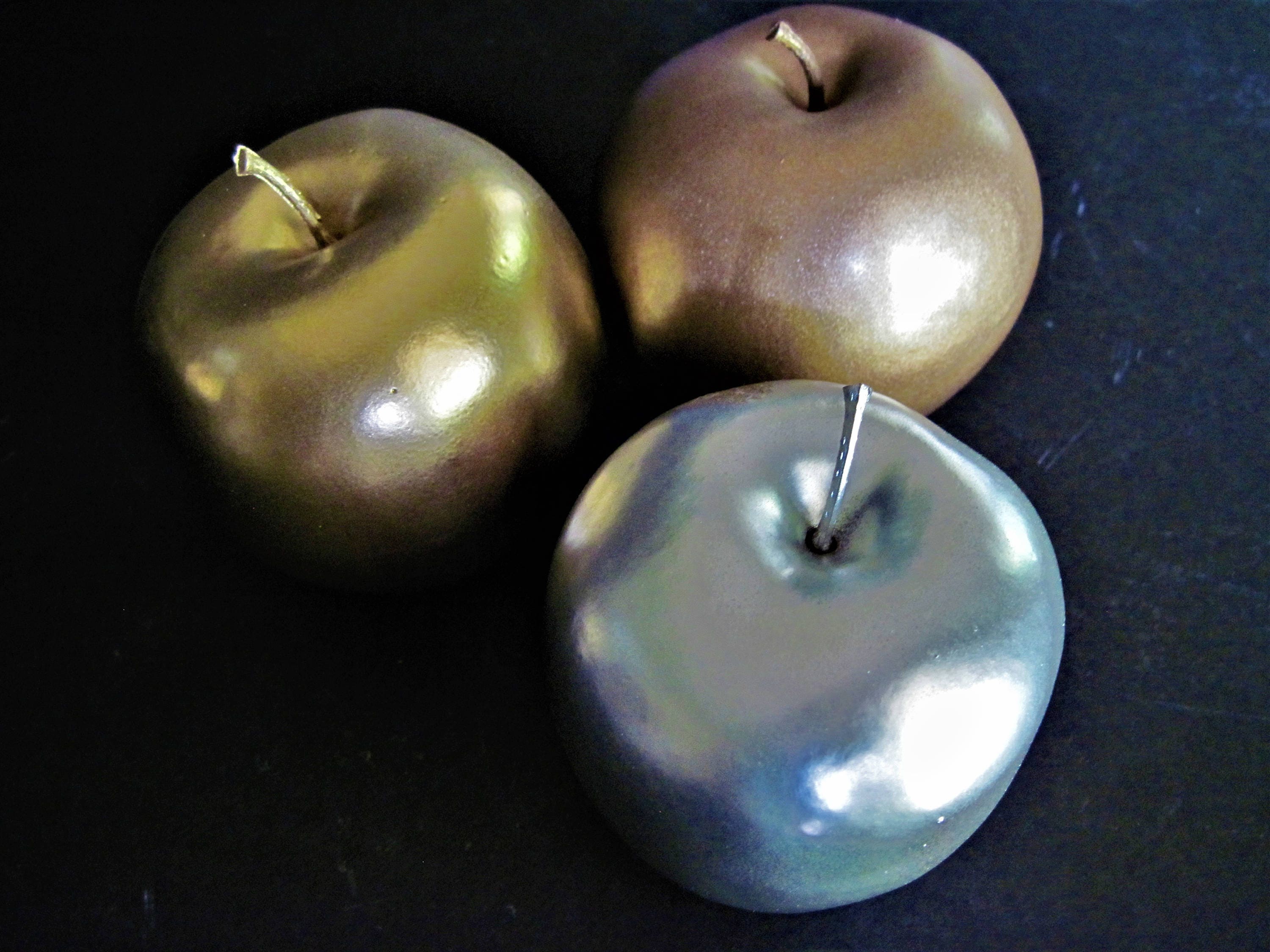 Silver Gold and Bronze Painted Apples French Farmhouse Faux - Etsy