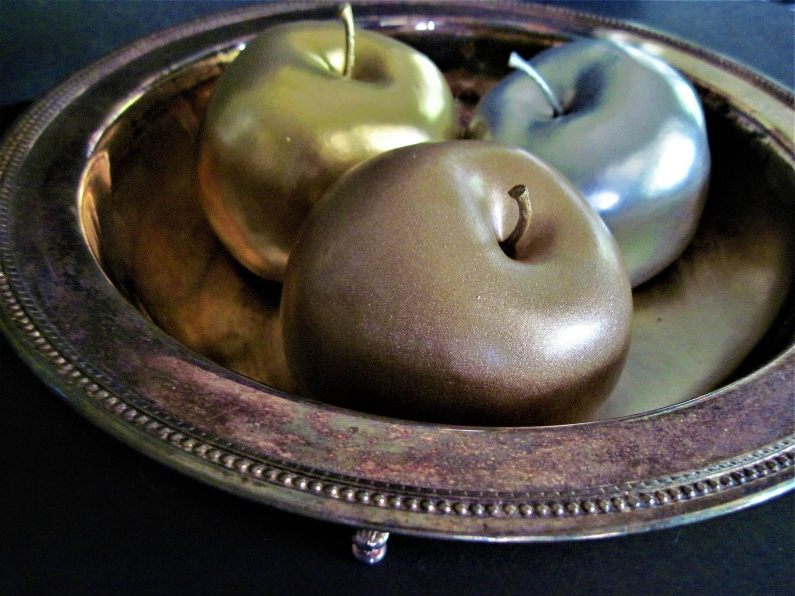 Silver Gold and Bronze Painted Apples French Farmhouse Faux - Etsy
