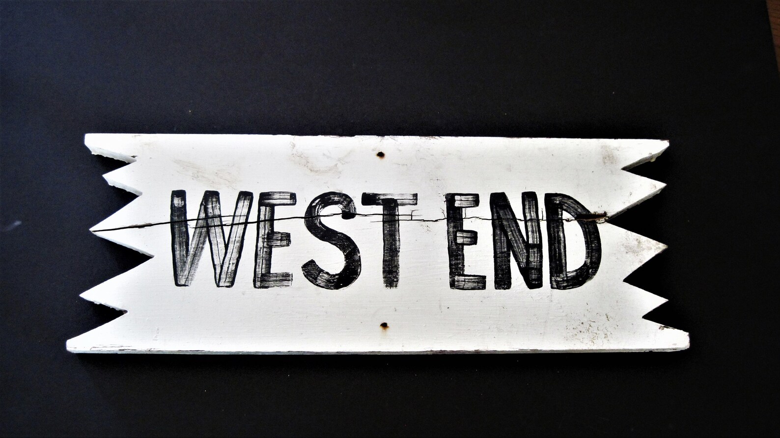 West End Sign, Vintage Texas Town Square Marker, Black and White, Not a ...