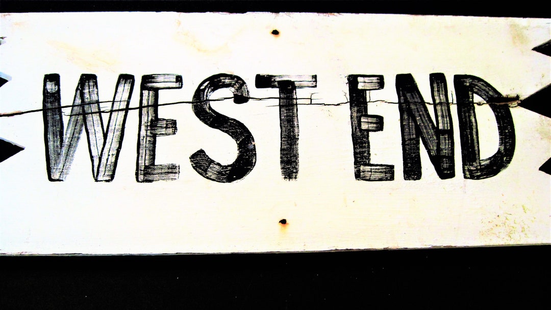 West End Sign, Vintage Texas Town Square Marker, Black and White, Not a ...