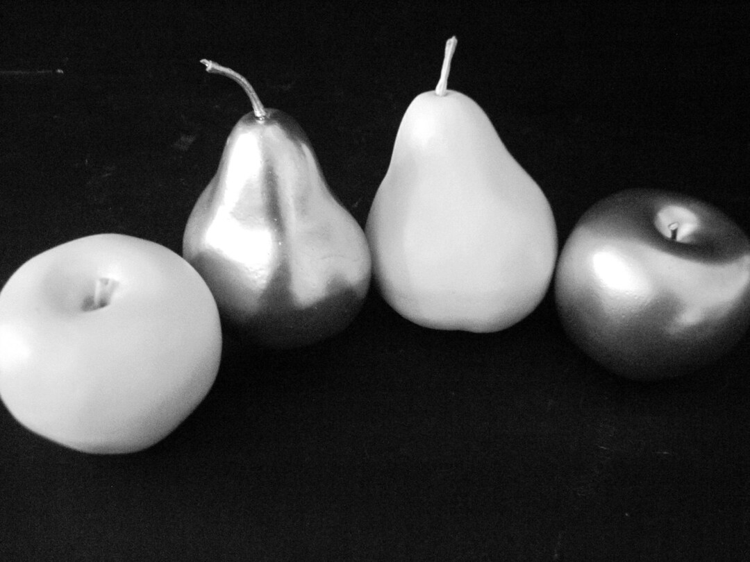 Silver and White Painted Pears, Farmhouse Decor, Painted Faux Fruit ...