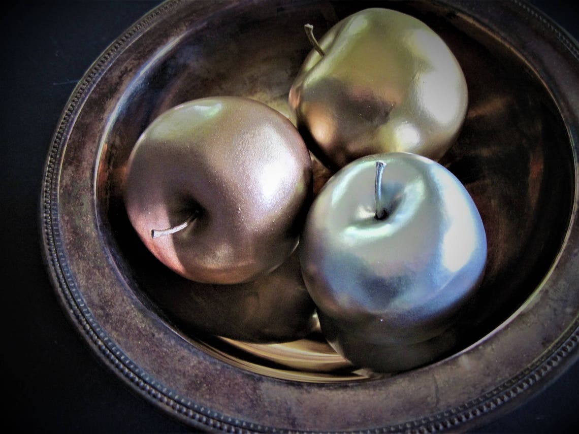 Silver Gold and Bronze Painted Apples French Farmhouse Faux - Etsy