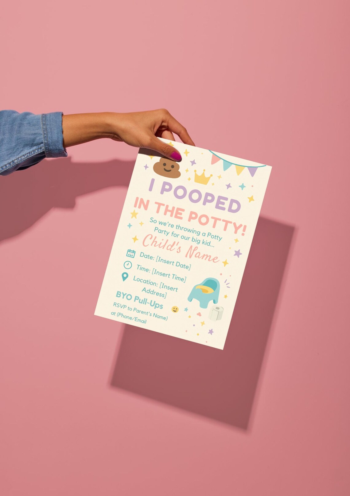 Funny Potty Training Party Invitation: Editable Canva Template (digital ...