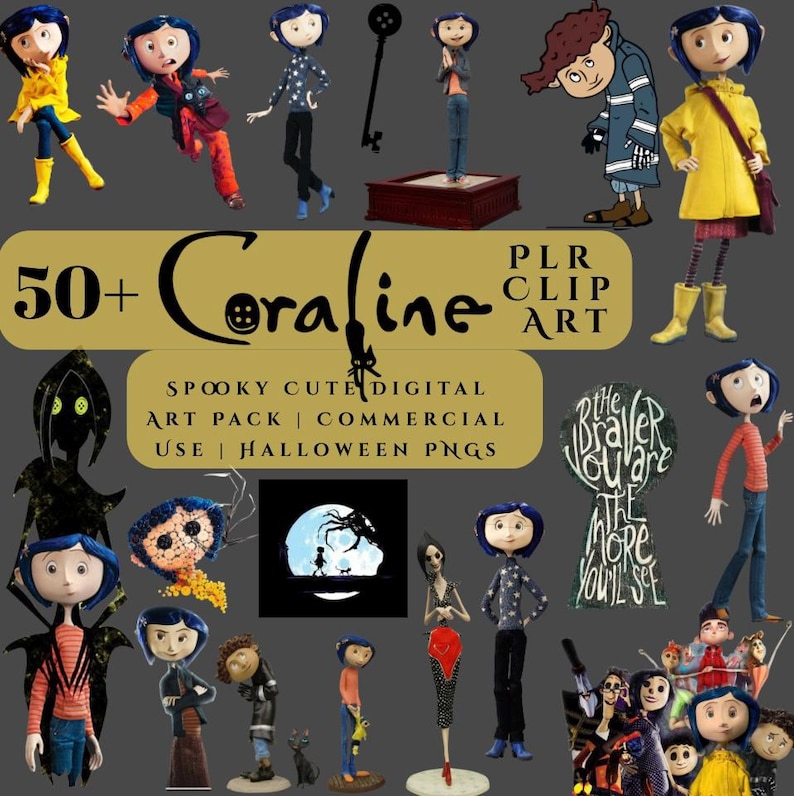 50+ Coraline PNG PLR Clip Art Bundle | Creepy Cute Coraline Aesthetic ...