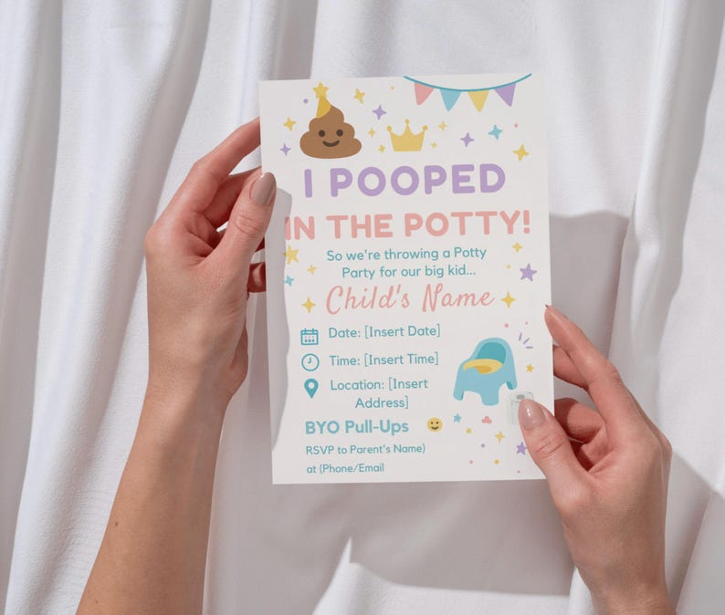Funny Potty Training Party Invitation: Editable Canva Template (digital ...