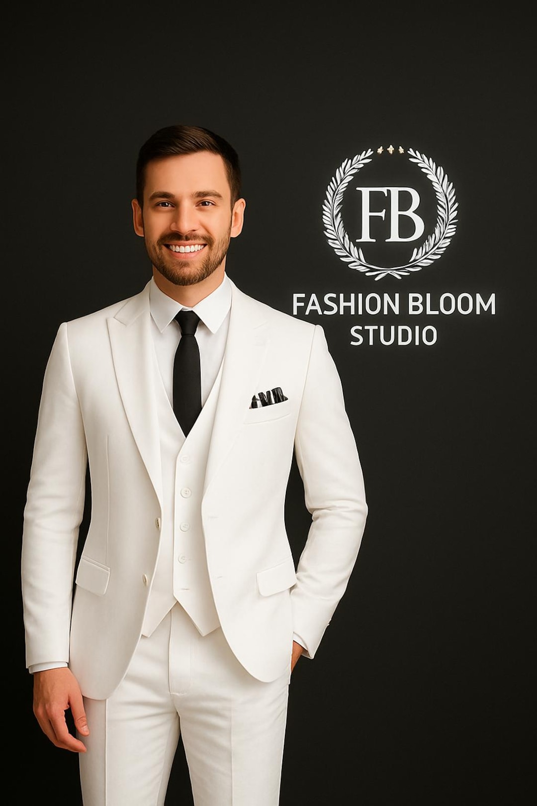Men's White 3 Piece Slim Fit Suit Formal Fashion Suit Men Wedding ...
