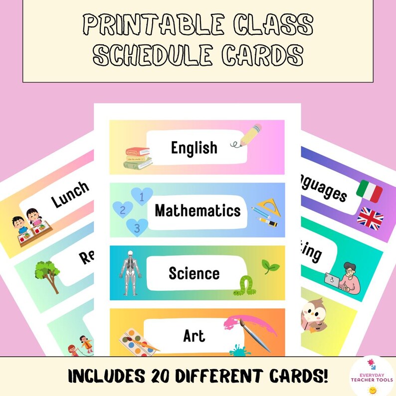 Classroom Schedule Cards | Printable Schedule Cards | Elementary School ...