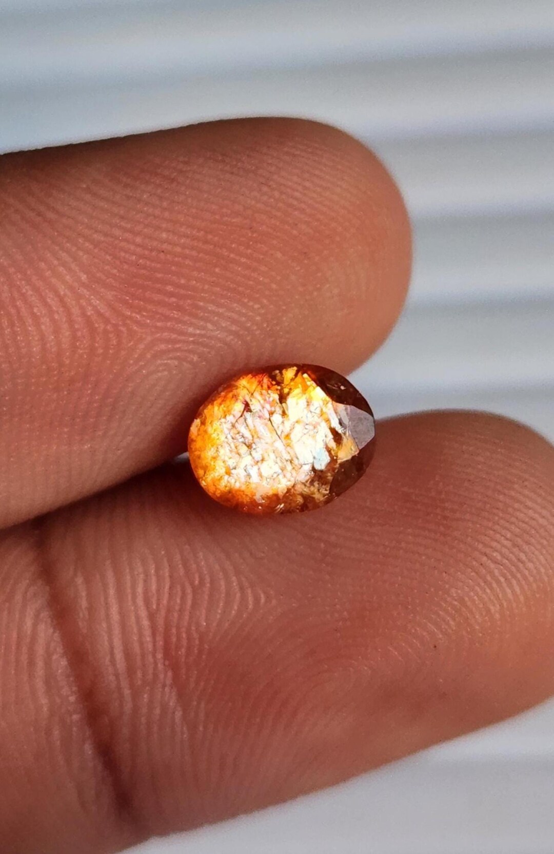 Matrix Fire Multi Flakes Sunstone 6X8 MM 1.45 Carats Filled With ...