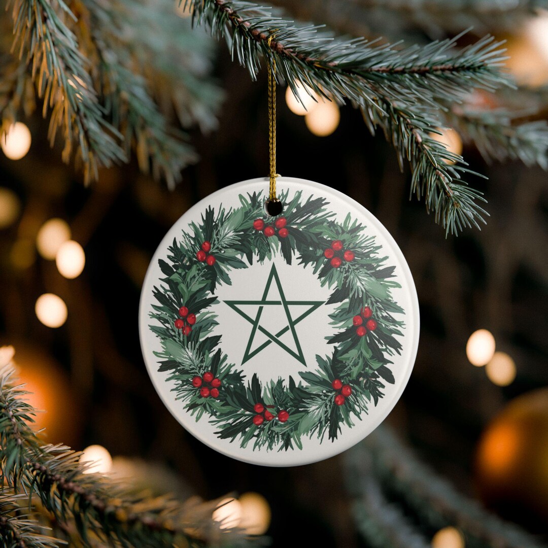 Pentagram Yule Ornament | Winter Solstice Pentacle Decor, Witchy ...