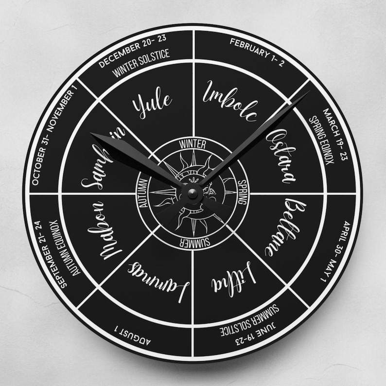 Wheel of the Year Wall Clock | Witchcraft Year Calendar Watch, Pagan ...
