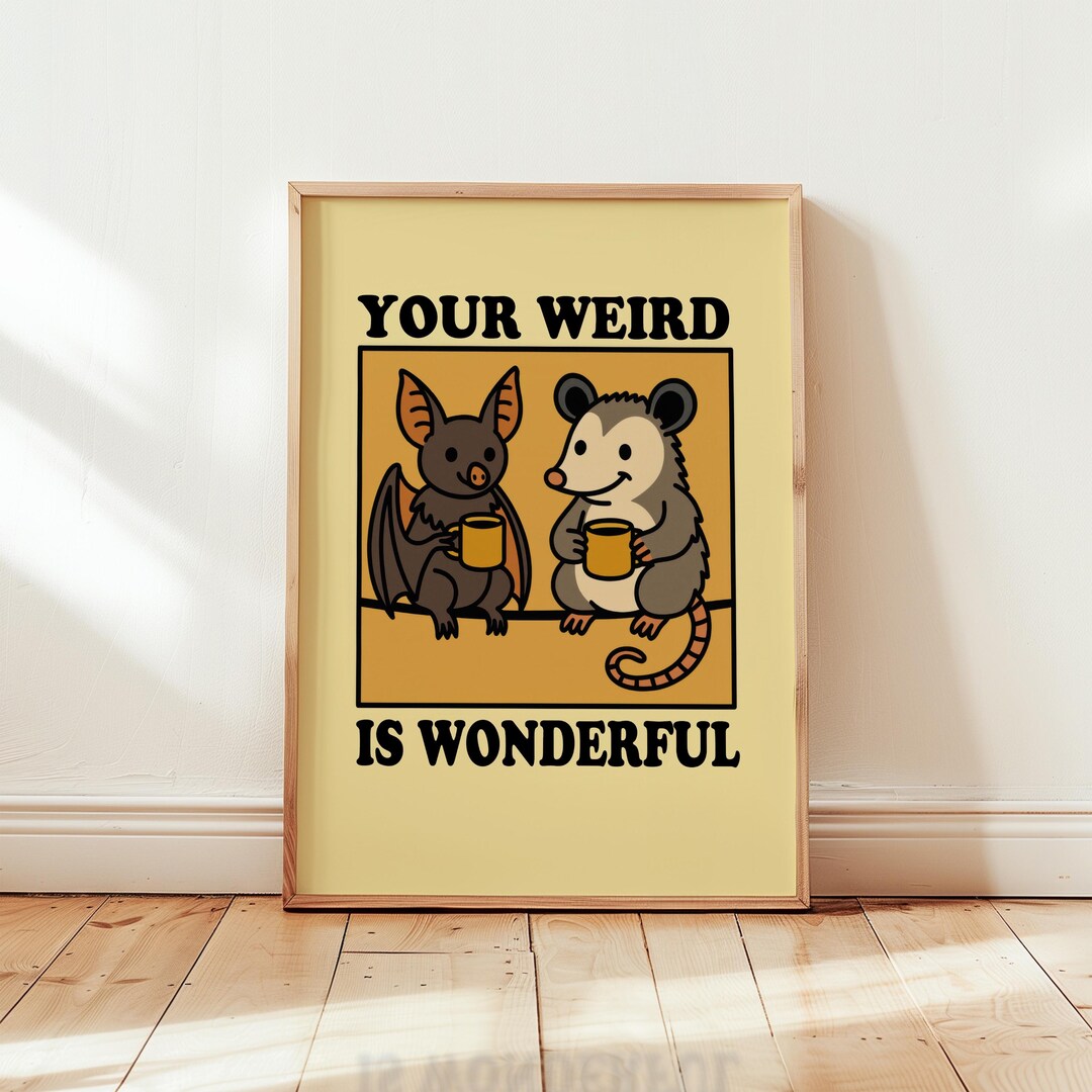 WEIRD WONDERFUL Bat & Possum Coffee Poster Cute Friendship Art for ...