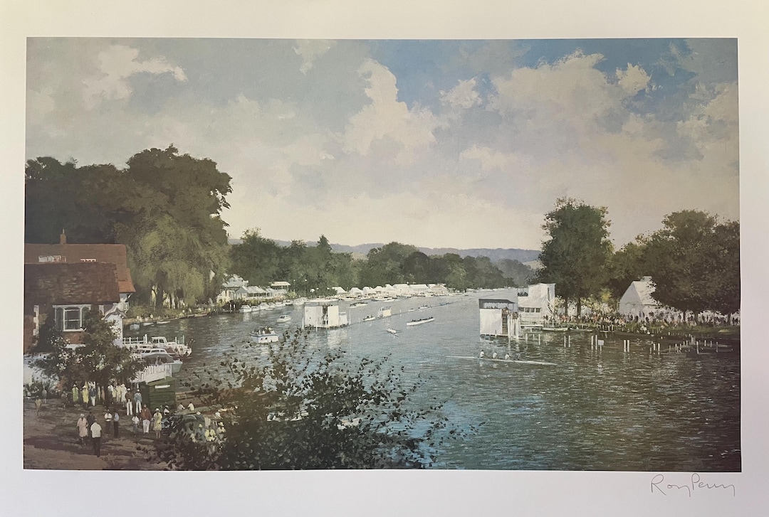 Signed Henley Regatta Print | Thames River Gouache Painting by Roy ...