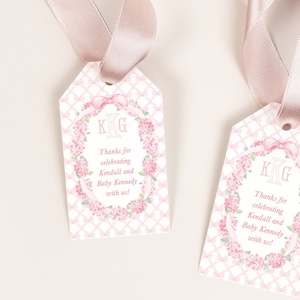 Pink Bow Grandmillenial Girl Baby Shower Favor Tags, Gift Tags for ...