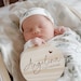 Baby Name Announcement Sign Girl- Wood Baby Name Reveal Plaque Heart ...