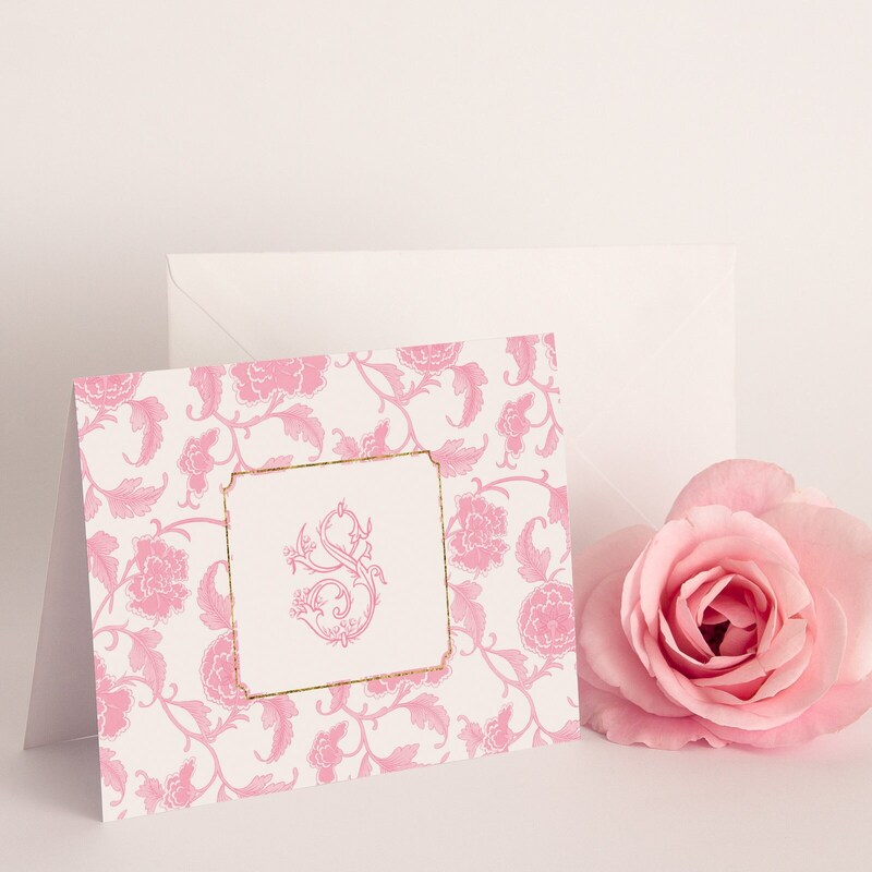 Toile Thank You Card - Etsy