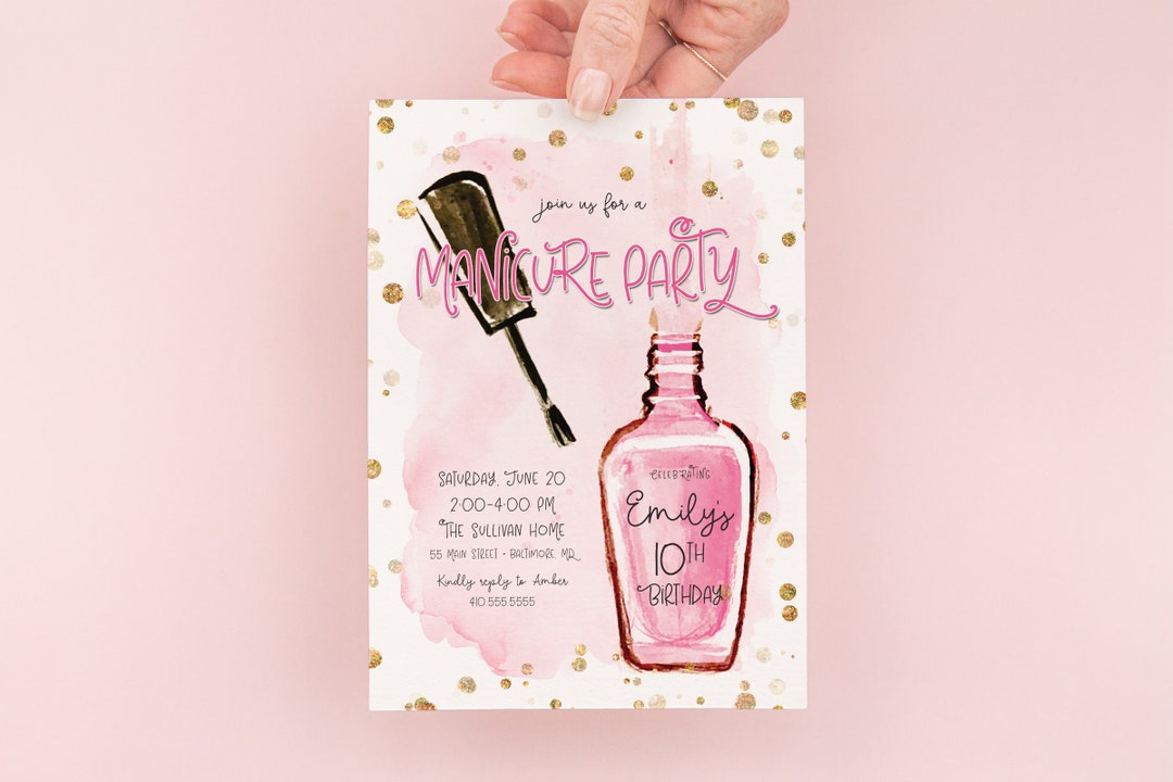 Manicure Birthday Invitation, Spa Party Invitations, Mani Pedi Invites ...