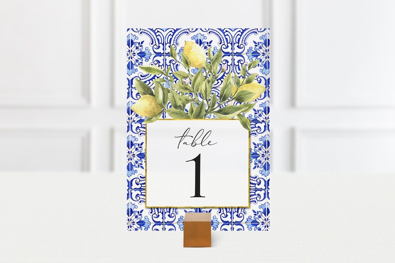 Printable Table Numbers Lemon Table Signs Lemon and Blue - Etsy