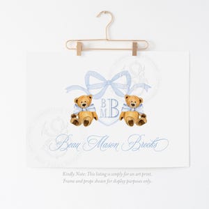 Teddy Bear Monogram Nursery Art: Baby Boy Room Decor - Etsy