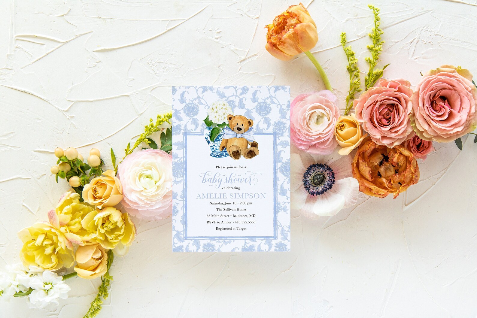 Ginger Jar Baby Shower Invitations Boy Teddy Bear Invites - Etsy