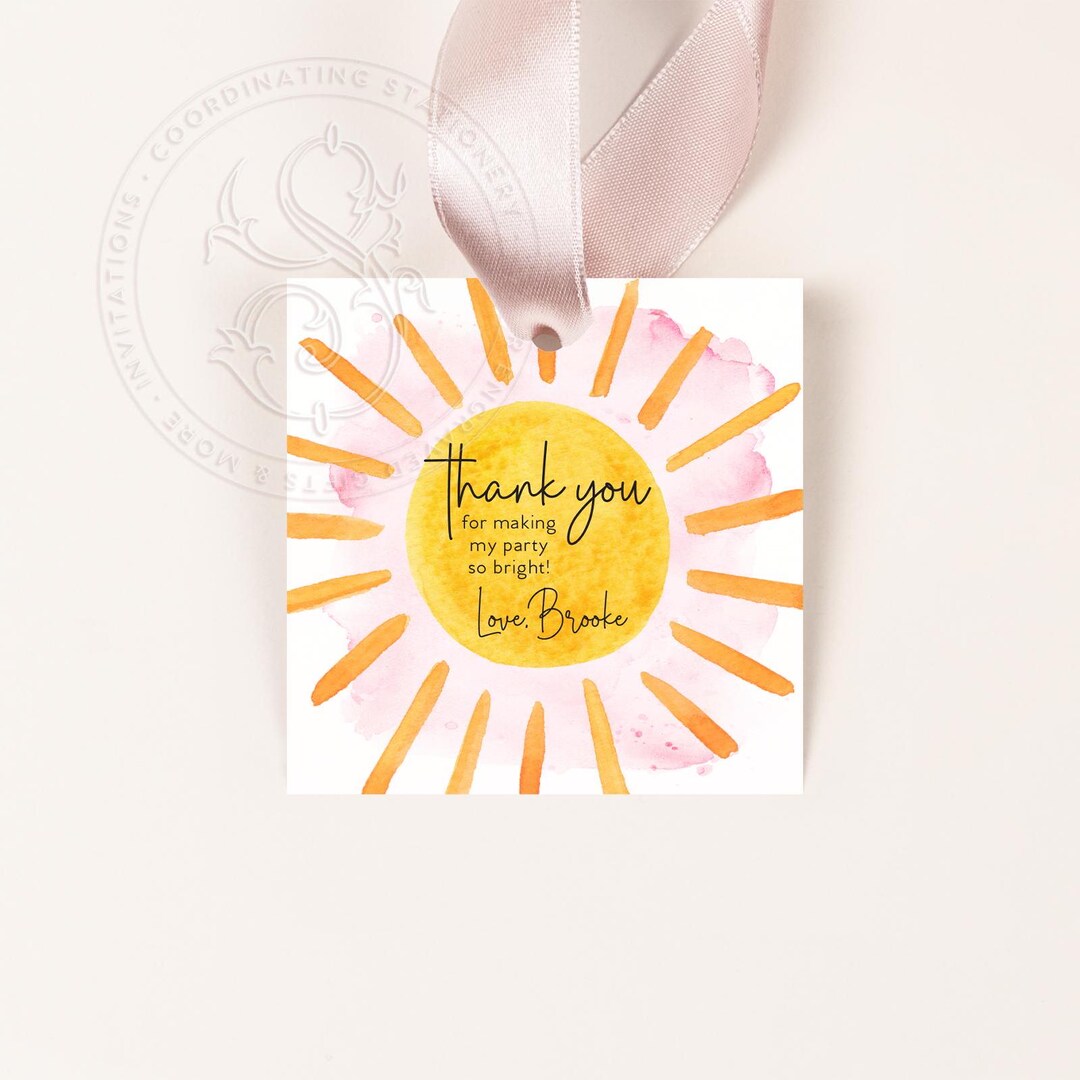 Sunshine Birthday Party Favor Tags - Boho Sunshine Party - Girl First ...