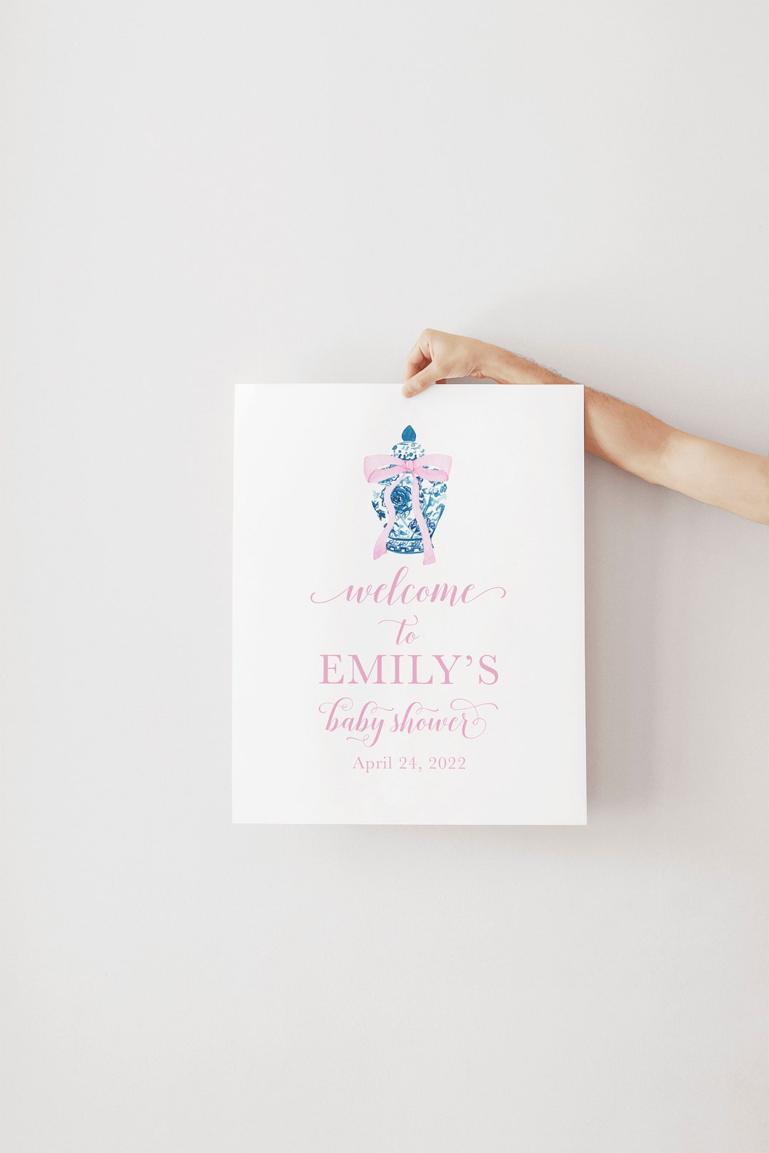 Chinoiserie Welcome Sign, Ginger Jar With Bow, Baby Shower, Bridal ...
