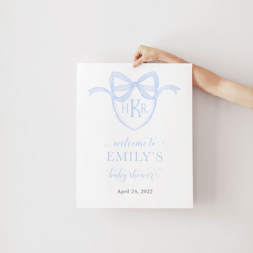 Preppy Blue Gingham Baby Shower Welcome Sign - Etsy
