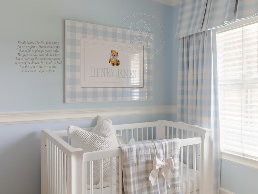 Baby Boy Name Print, Baby Boy Nursery Wall Art, Teddy Bear Nursery Art ...