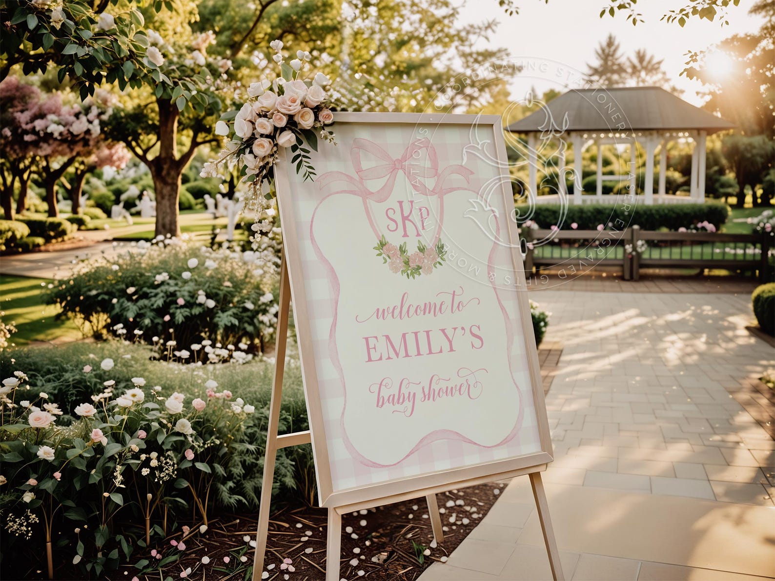 Pink Gingham Baby Shower Welcome Sign: Preppy Monogram (printable) - Etsy