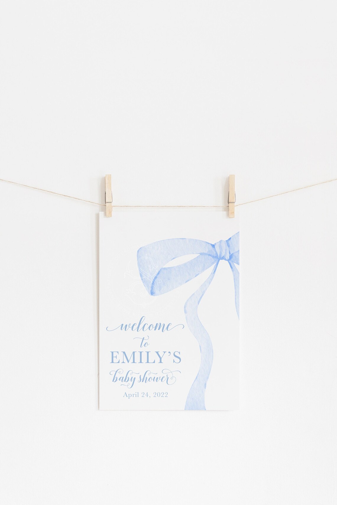 Blue Bow Baby Shower Welcome Sign Boy Baby Shower Heirloom - Etsy