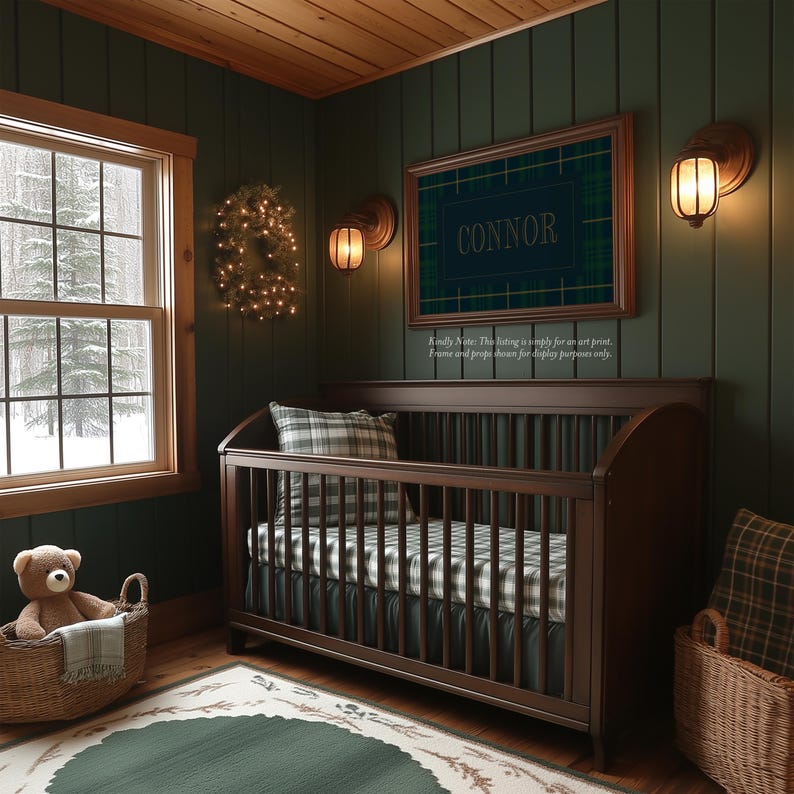 Over Crib Name Art Print for Baby Boy Nursery: Traditional Plaid - Etsy