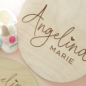 Baby Name Announcement Sign Girl- Wood Baby Name Reveal Plaque Heart ...
