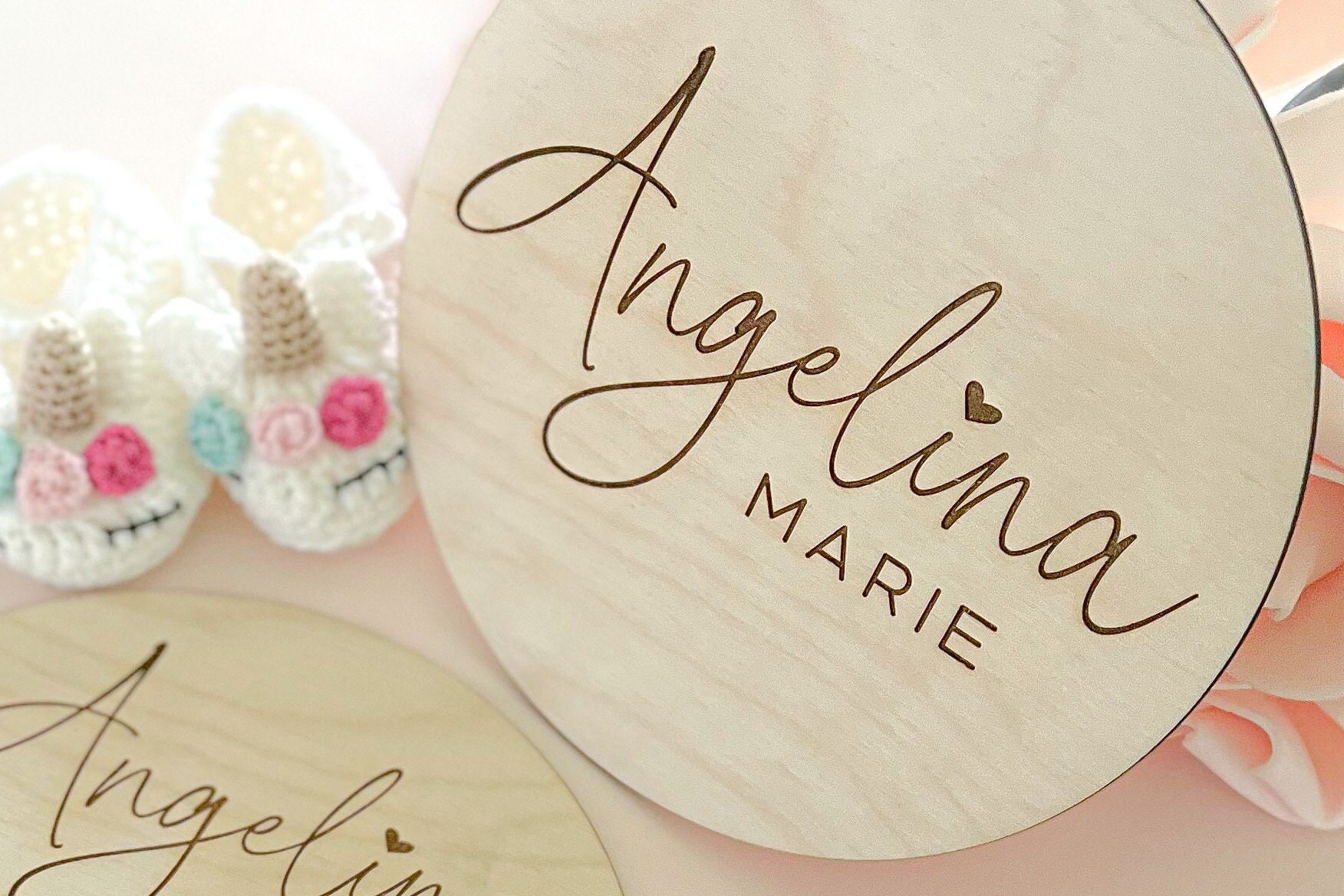 Baby Name Announcement Sign Girl Wood Baby Name Reveal Plaque - Etsy