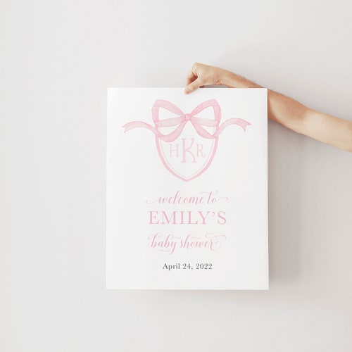 Pink Chinoiserie Baby Shower Welcome Sign Preppy Southern - Etsy