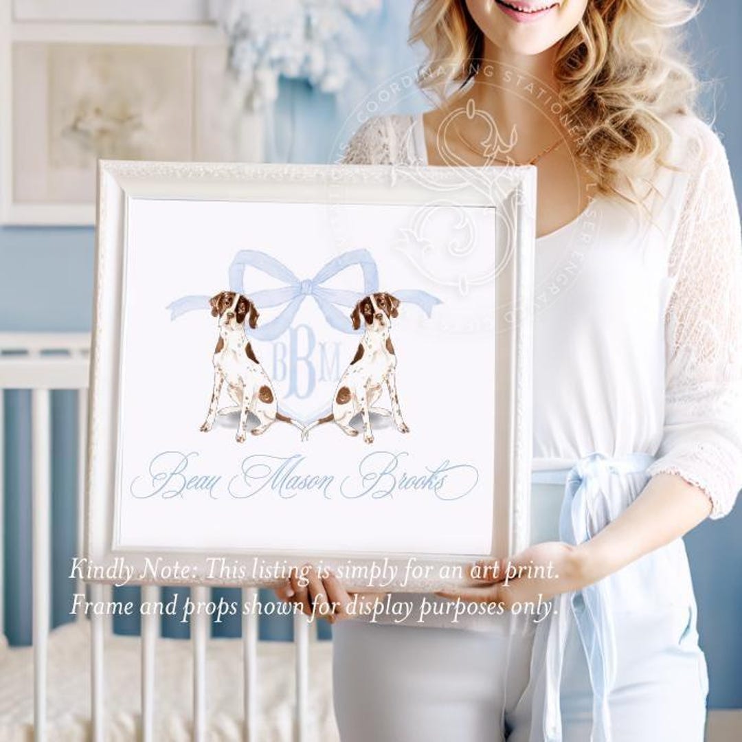 Dog Monogram Crest Wall Art for Baby Boy Nursery - Watercolor German ...