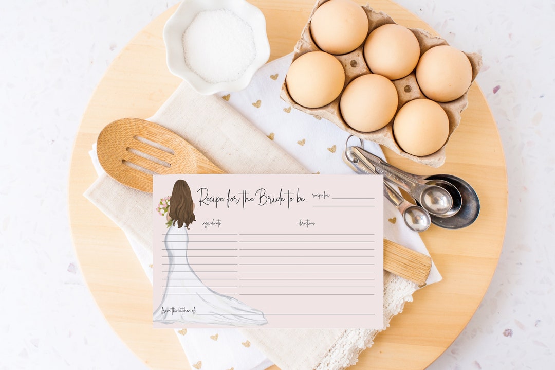 Bridal Shower Recipe Card: Bride-to-be Keepsake (printable) - Etsy